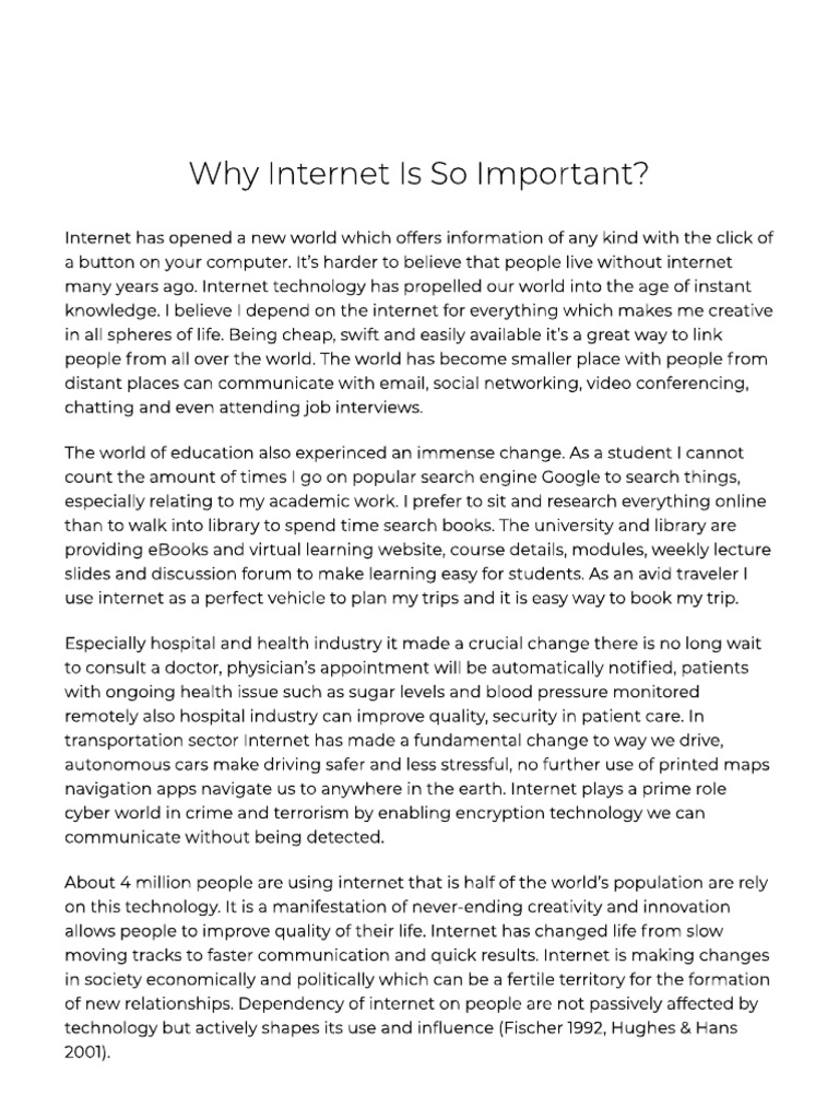 Why Internet Is So Important | PDF | Internet | Computer Network