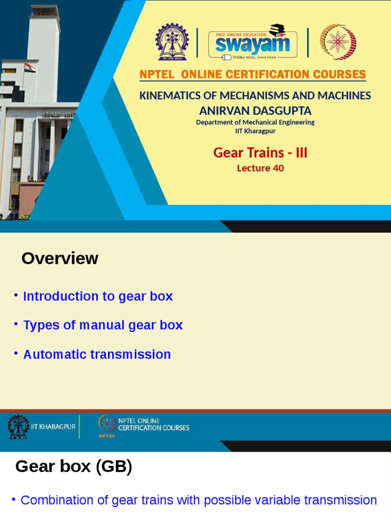 Lec40 Gear Trains 3 | PDF | Manual Transmission | Transmission (Mechanics)