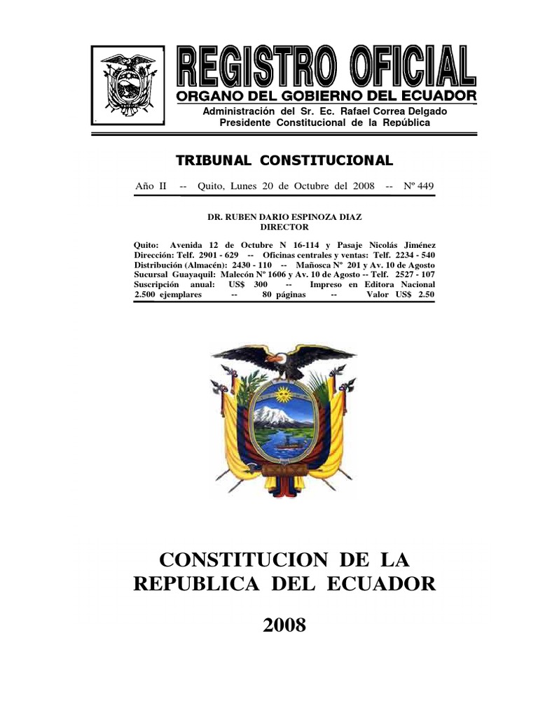 Constitucion 2008 de La Republica Del Ecuador | PDF | Nacionalidad ...