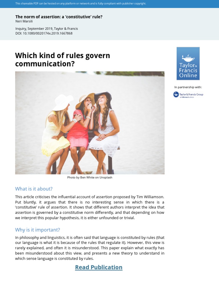 Which Kind of Rules Govern Communication?: Read Publication | PDF