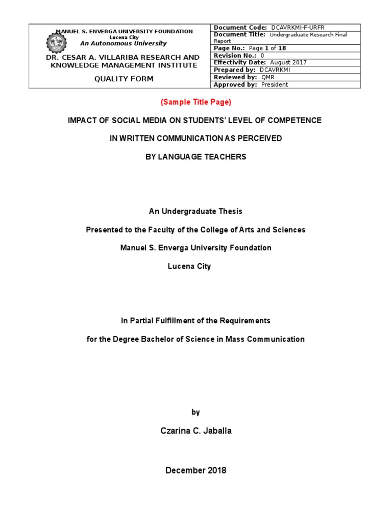 Undergrad Thesis Template Updated | PDF | Hypothesis | Thesis