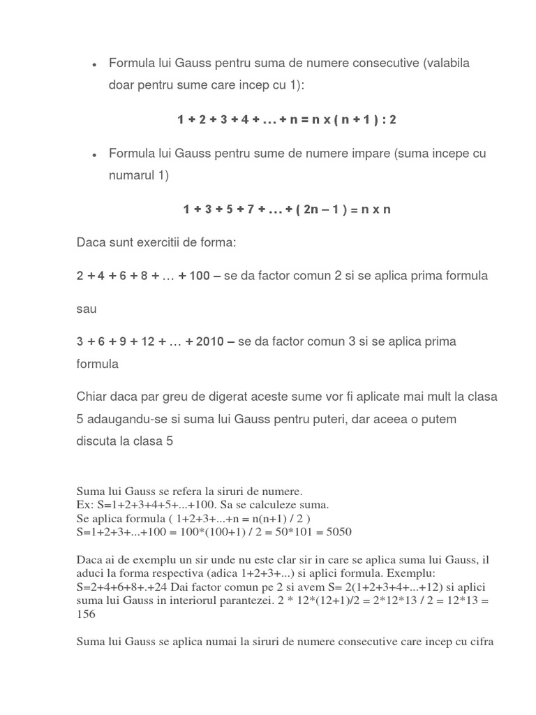 Suma Lui Gauss | PDF