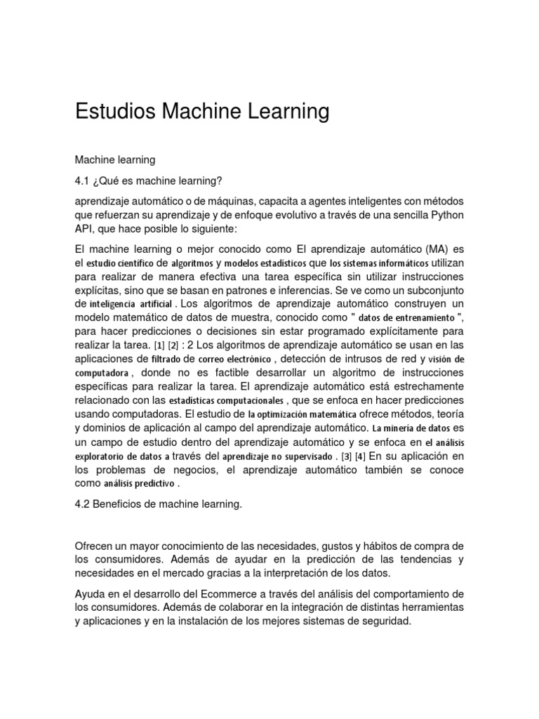 Machine Learning | PDF | Aprendizaje automático | Inteligencia artificial