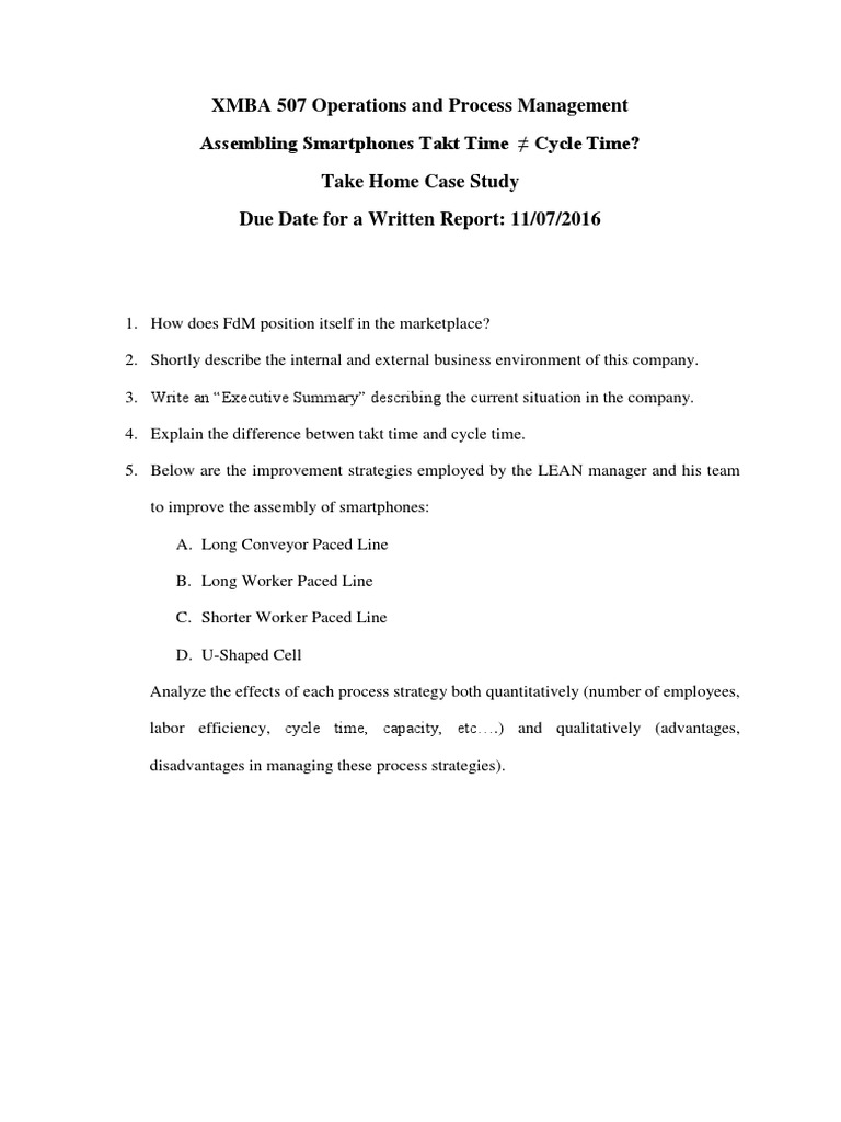 Smartphone Assembly Process Analysis | PDF