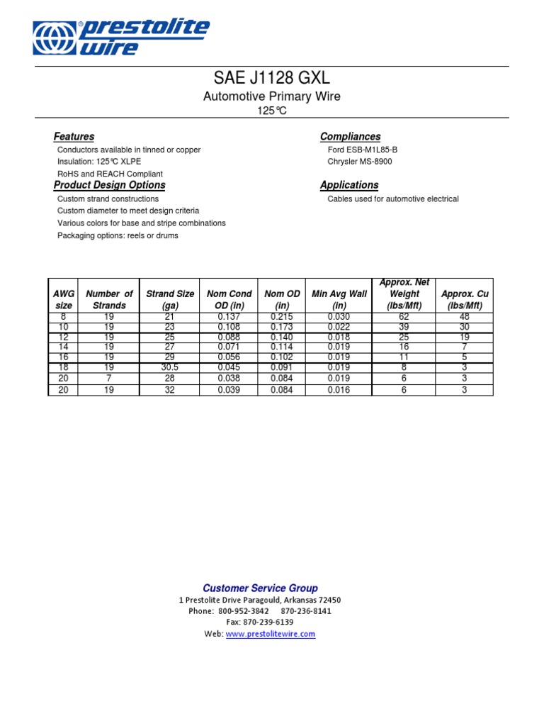 Sae J1128 GXL | PDF | Manufactured Goods | Wire