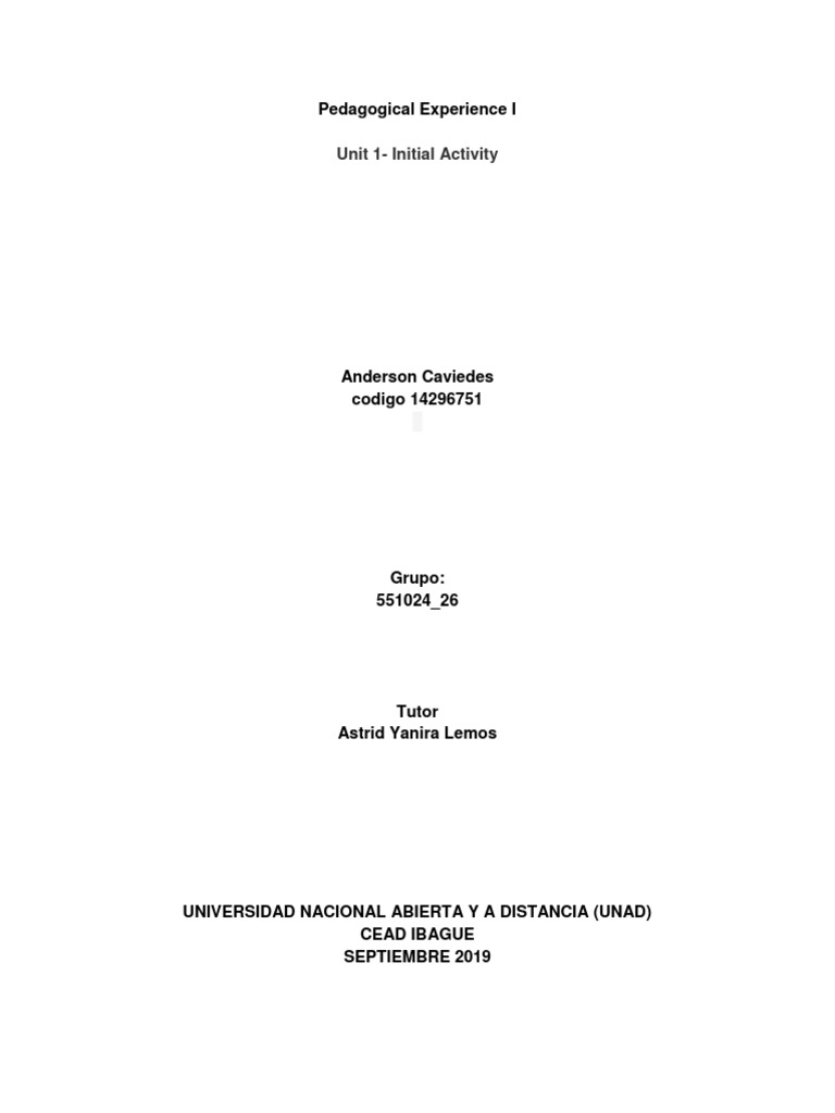 Task 1 - Initial Activity - Pedagogical Practice I | PDF | Pedagogy ...