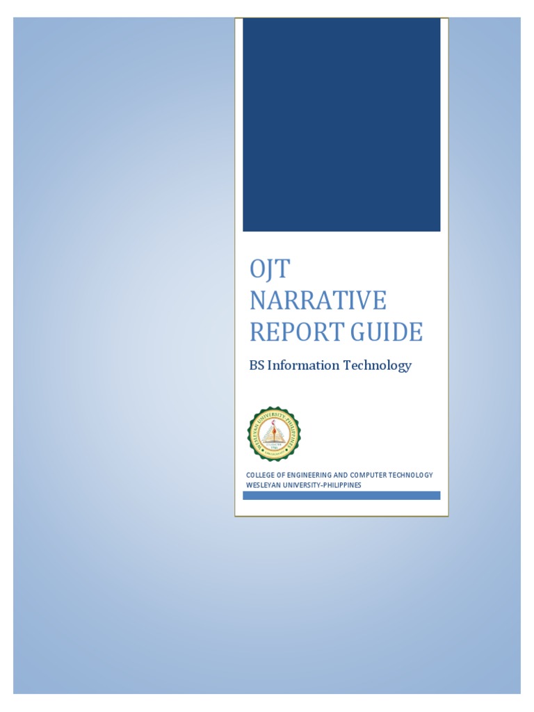 OJT Narrative Report Guide for BSIT | PDF | Bookbinding | Books
