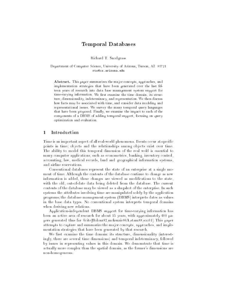 Temporal Database | PDF | Time | Databases