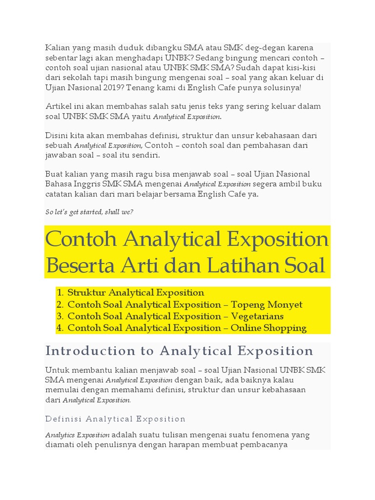 Analytical Exposition and Exercises | PDF