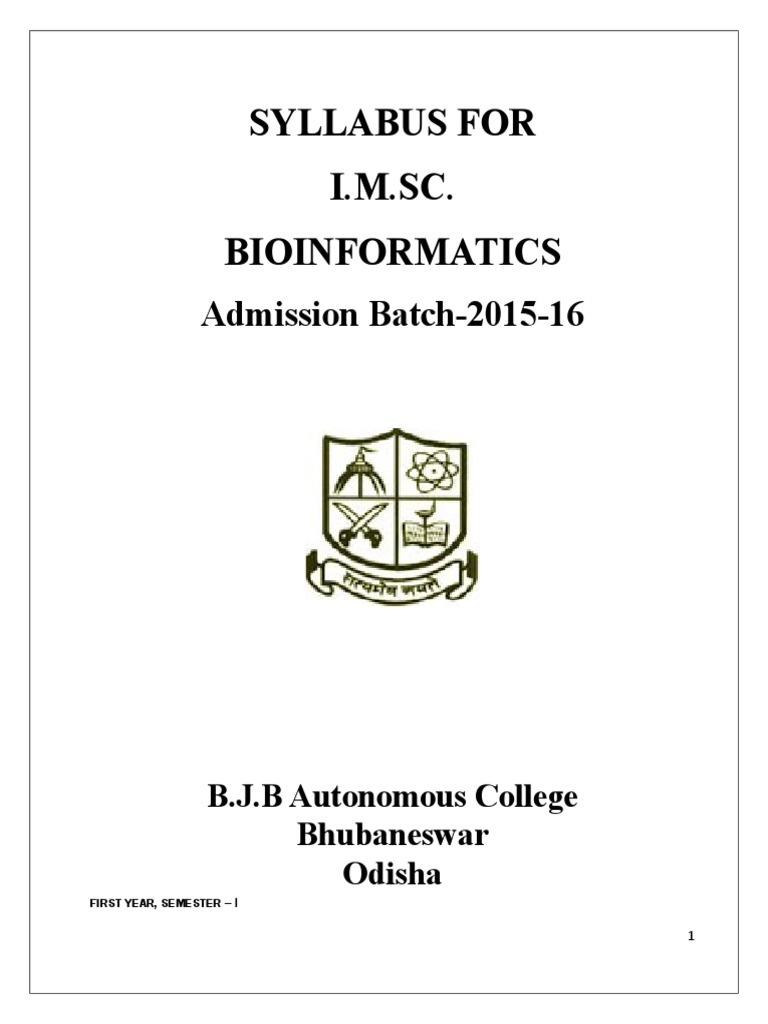 Syllabus For I.M.SC. Bioinformatics: Admission Batch-2015-16 | PDF | Sequence Alignment ...