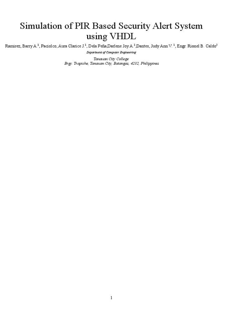 PIR Based Security Alarm System IEEE | PDF | Vhdl | Hardware Description Language