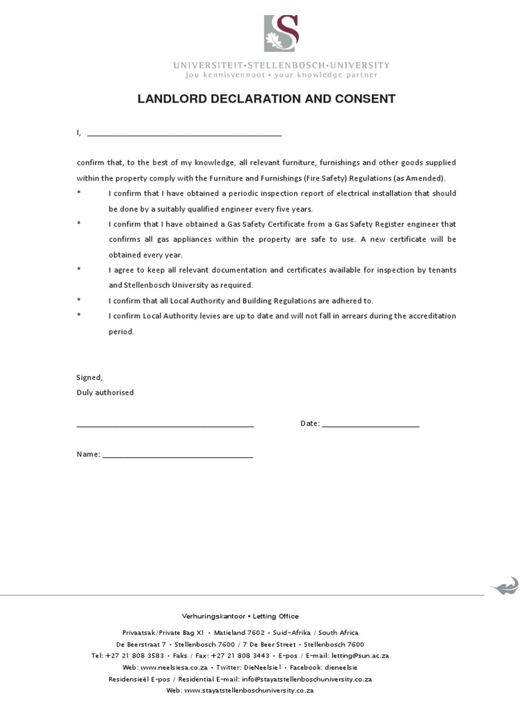 Landlord Declaration and Consent | PDF | Law
