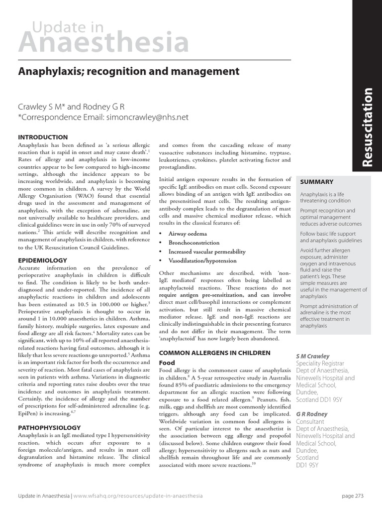 Anaphylaxis Recognition and Management | PDF | Allergen | Allergy