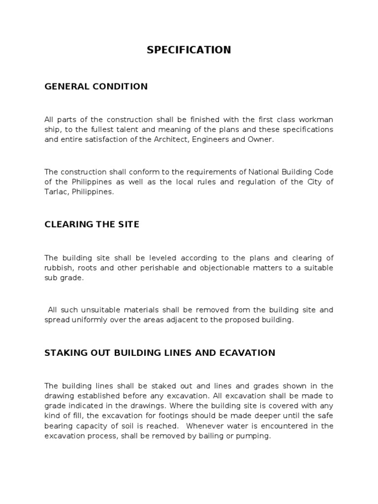 Architectural Specification | PDF | Plumbing | Concrete