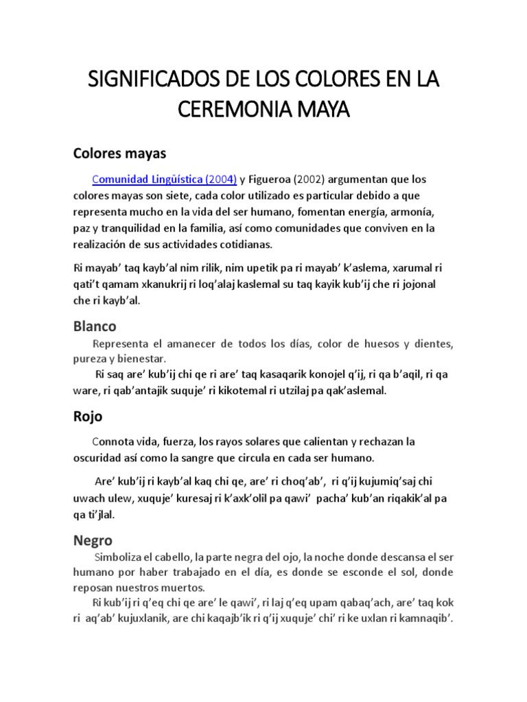 Significados de Los Colores en La Ceremonia Maya | PDF | Naturaleza