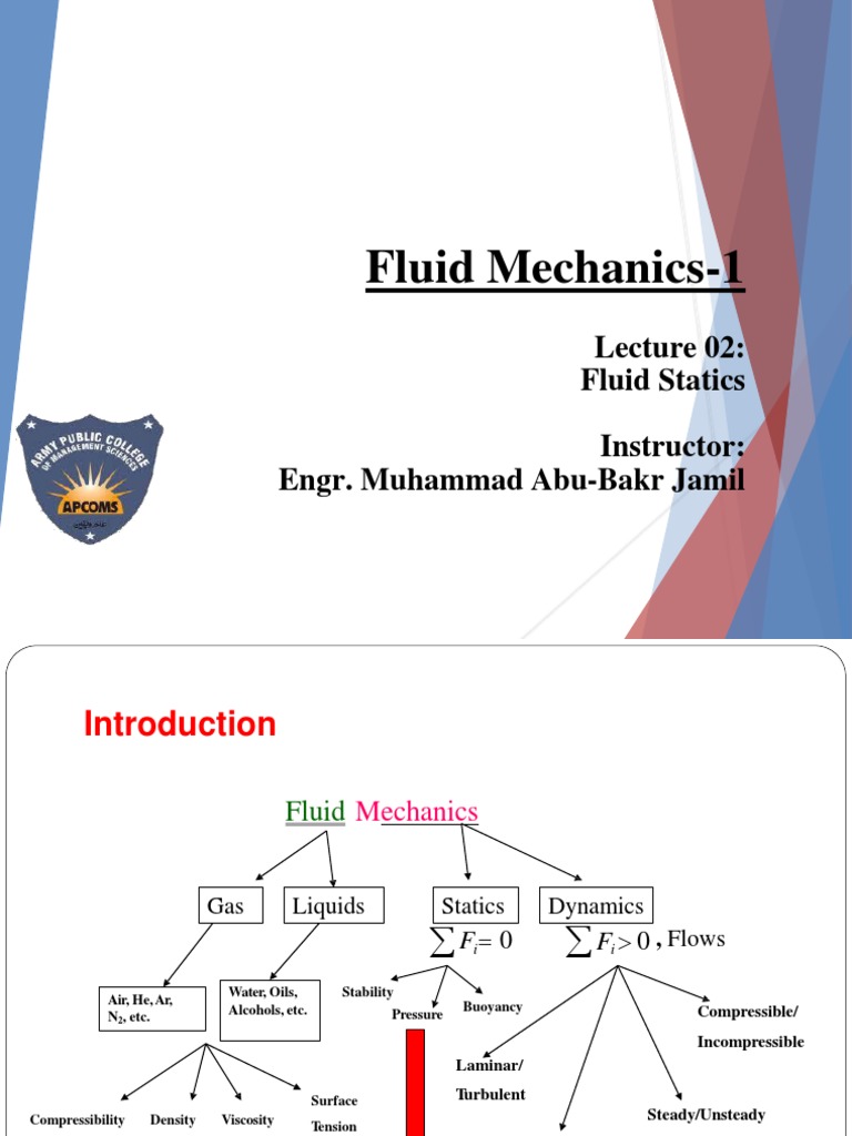 Fluid Mechanics Lec 2 & 3 | PDF | Buoyancy | Pressure Measurement