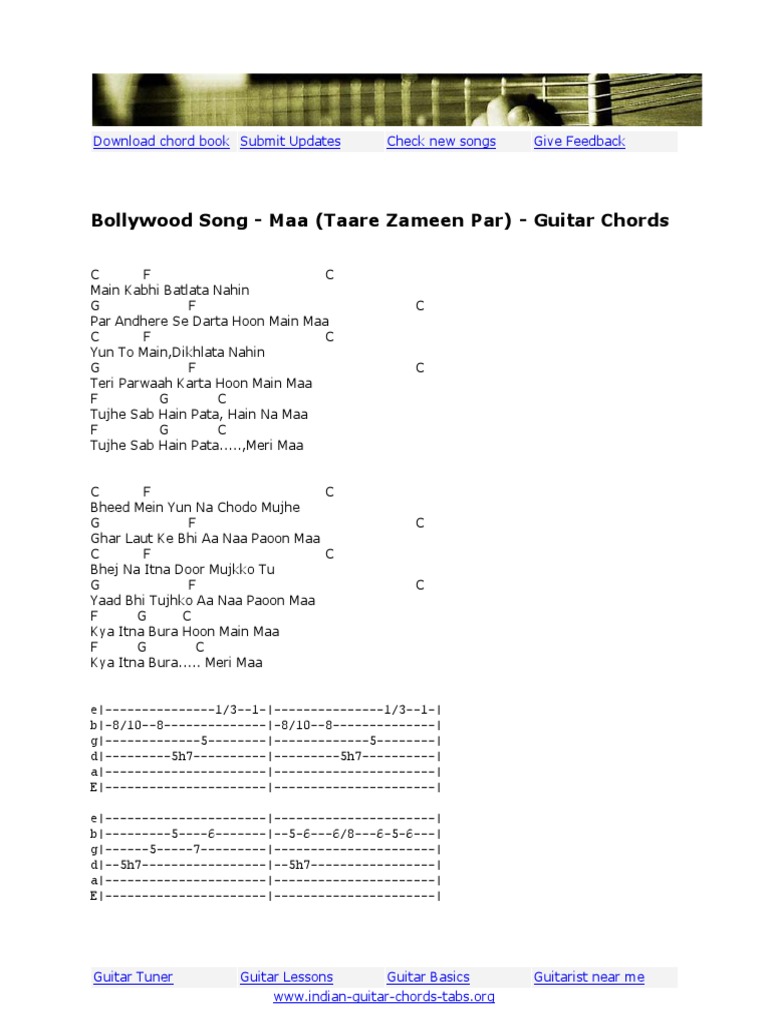 Hindi Song With Guitar Chords 1 Chord 10 Guitar Songs MASHUP Lesson