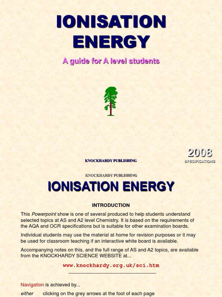 Ionisation Energy: A Guide For A Level Students | PDF | Ion | Atoms