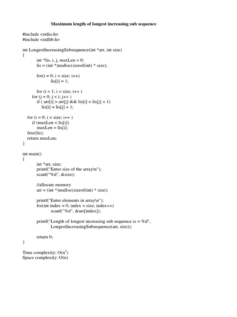 Longest Increasing Subsequence | PDF | Computers
