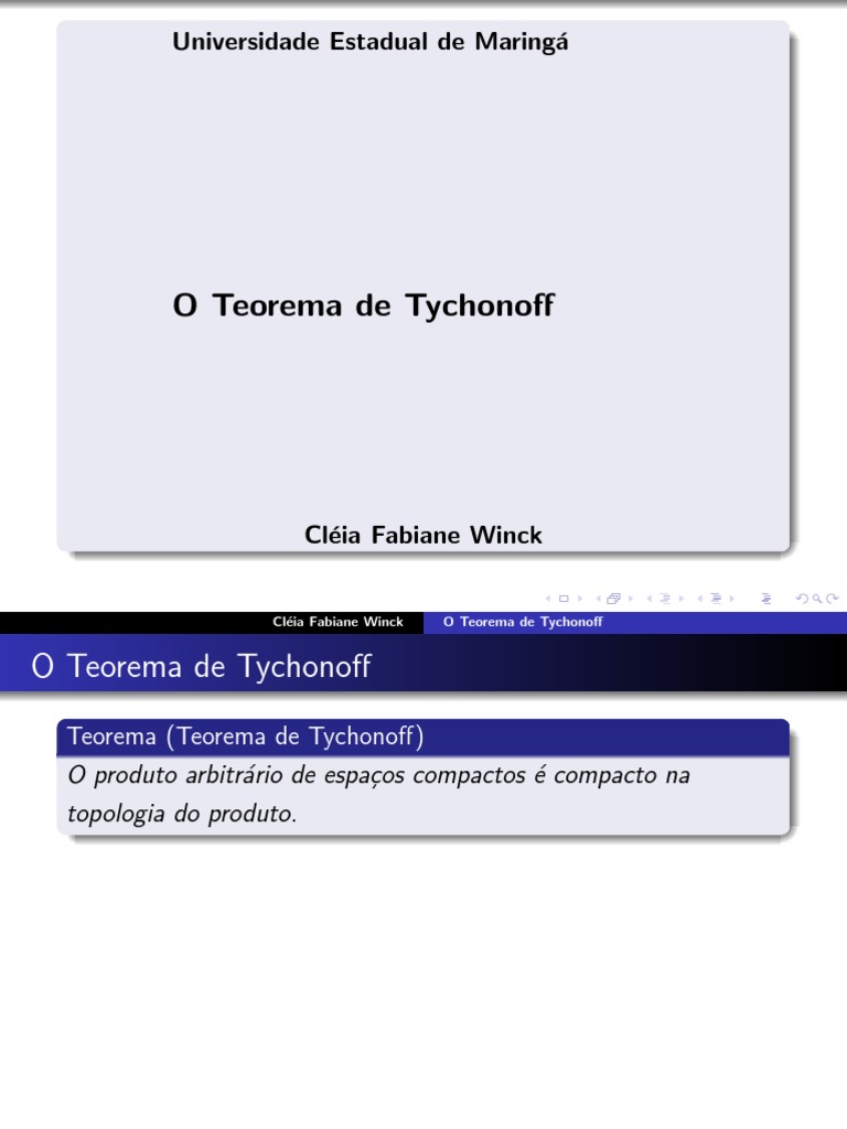 Teorema de Tychonoff | PDF | Espaço compacto | Conjunto (Matemática)