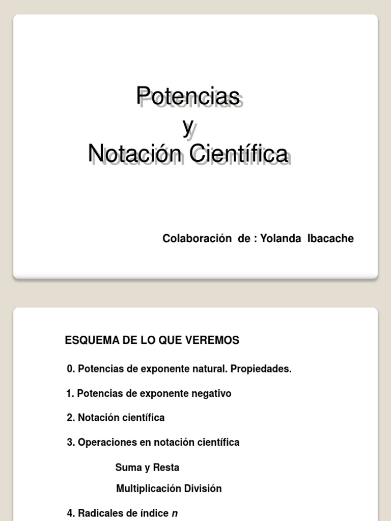 Potencias y Notacion Cientifica | PDF | Exponenciación | Multiplicación