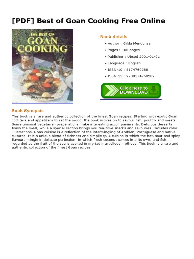 (PDF) Best of Goan Cooking Free Online: Book Details | PDF | Cooking ...