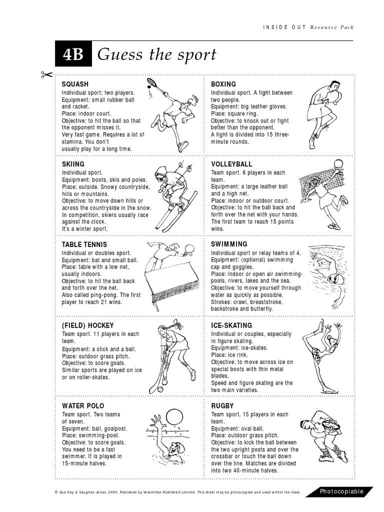 Guess The Sport | PDF | Sports Equipment | Sports