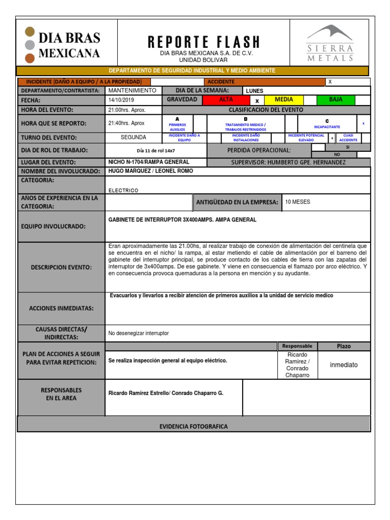 Flash Report Accidente Clase C | PDF | Naturaleza