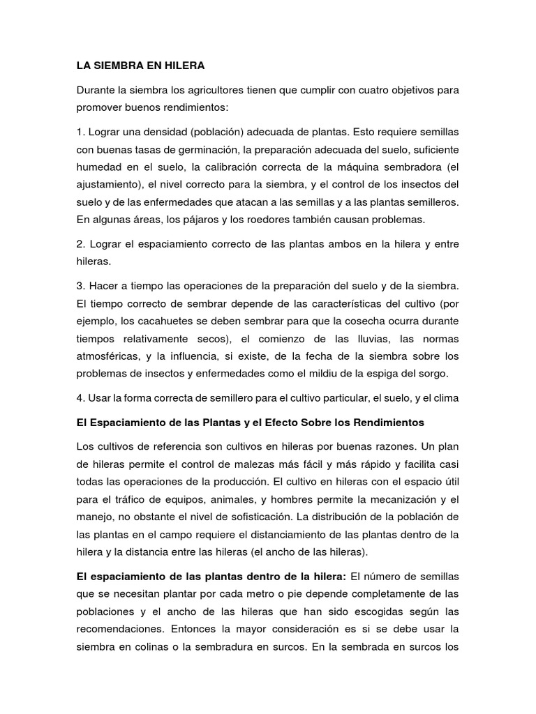 Sistema de Hileras | PDF | Siembra | Semilla