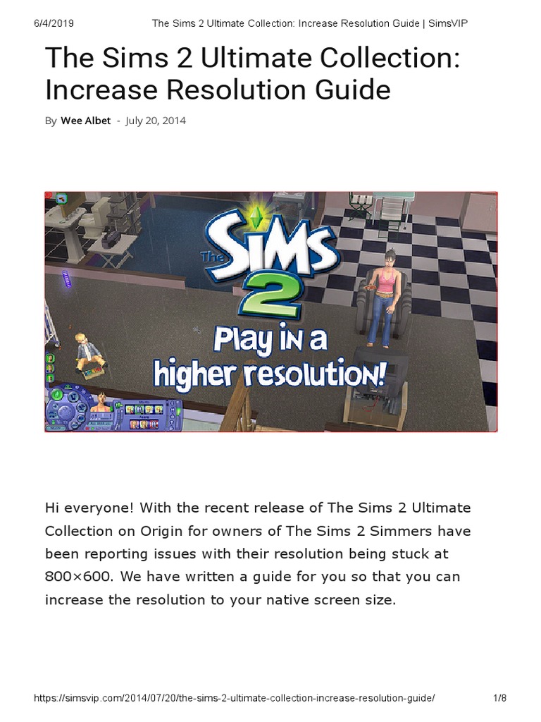 The Sims 2 Ultimate Collection - Increase Resolution Guide - SimsVIP ...
