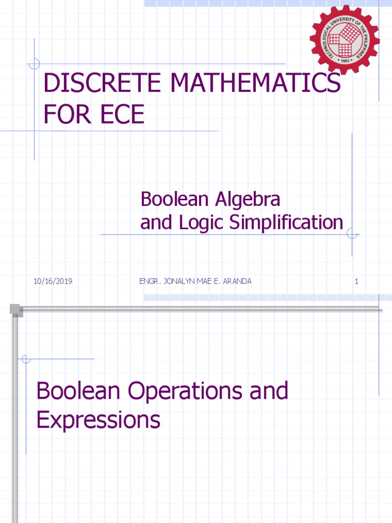 Discrete Mathematics For Ece: Boolean Algebra and Logic Simplification | PDF | Boolean Algebra ...