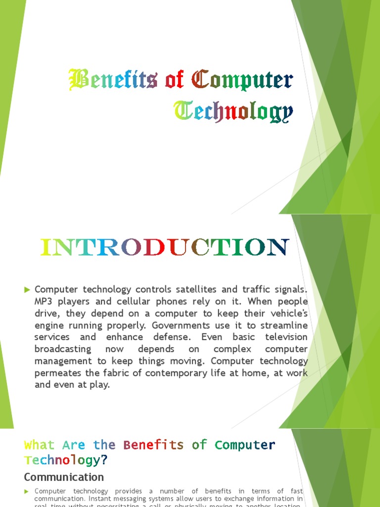 Benefits of Computer Technology | PDF | Information Technology | Real ...