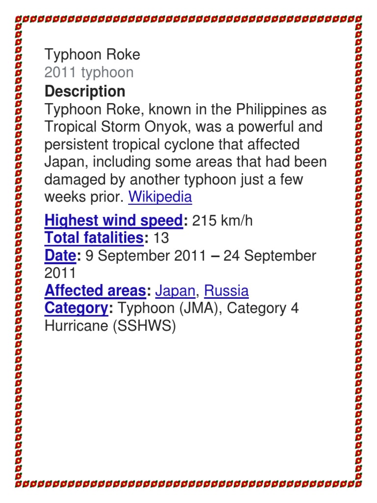 2011 Typhoon: Description | PDF | Tropical Cyclones | Seasons