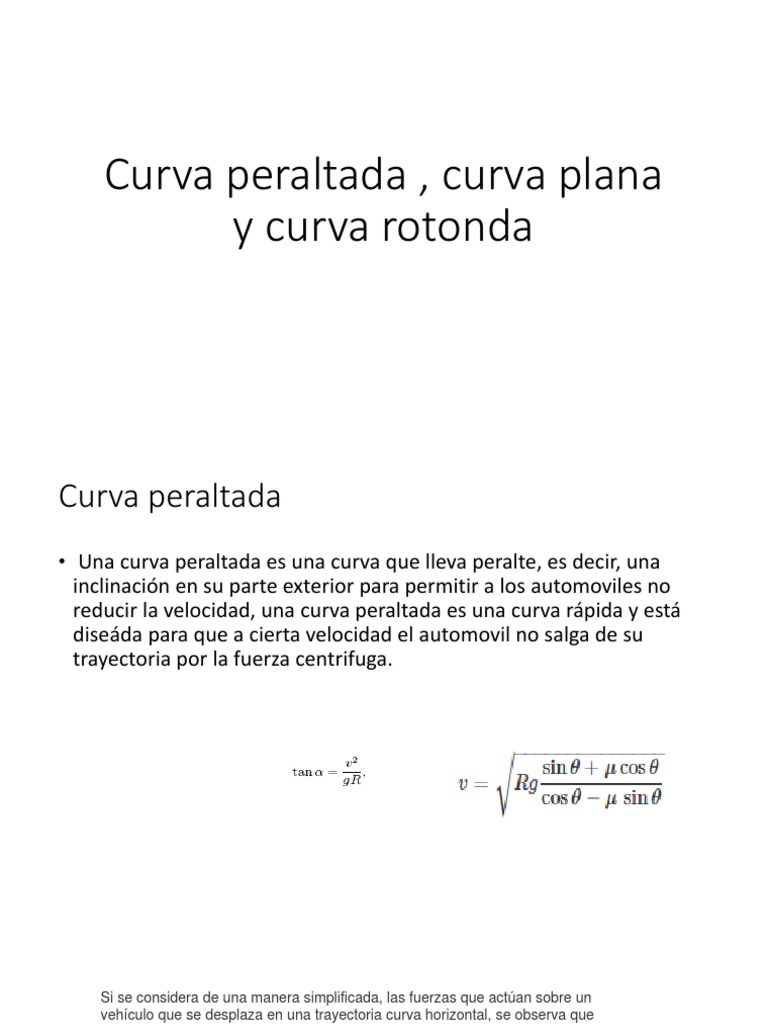 Curva Peraltada, Curva Plana y Curva Rotonda | PDF