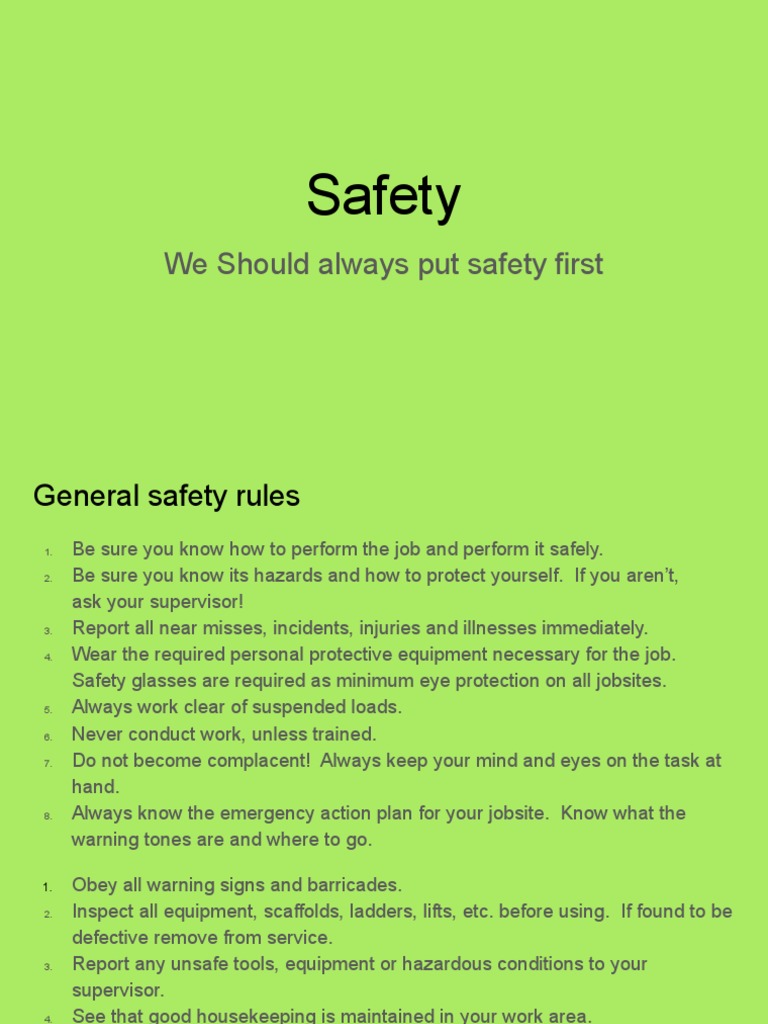 Safety: We Should Always Put Safety First | PDF | Prevention | Safety
