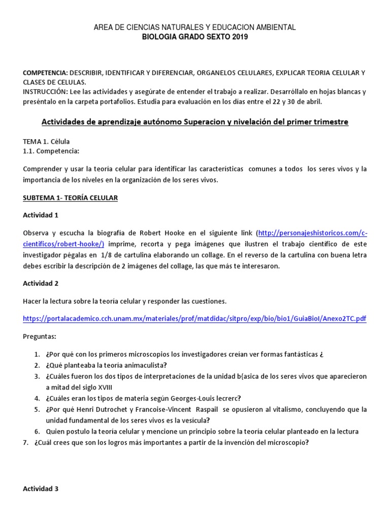 Recuperación Ciencias Grado 7 | PDF | Organismos | Teoría