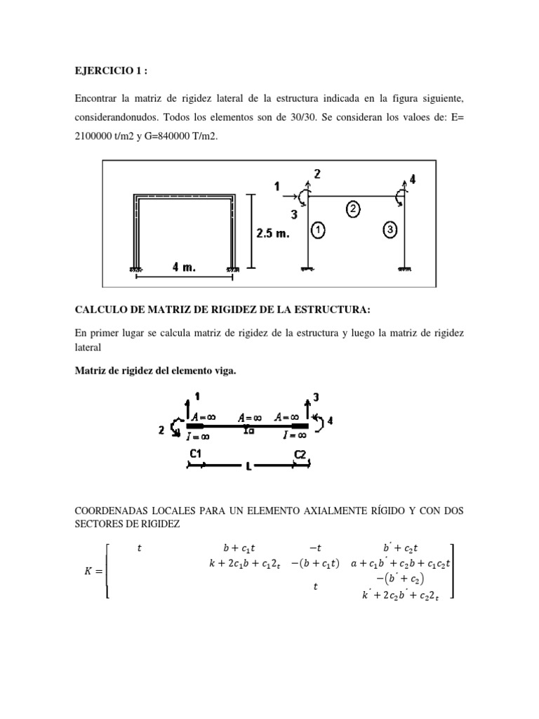Cálculo de Matriz de Rigidez | PDF | Matriz (Matemáticas) | Rigidez