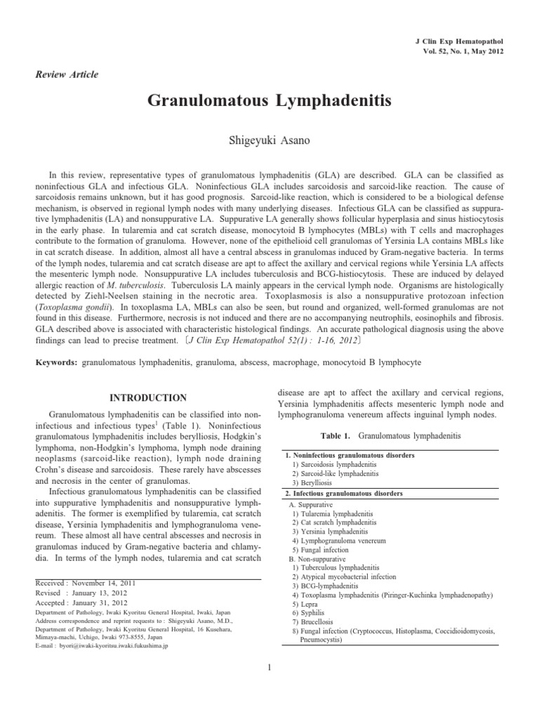Linfadenitis Granulomatosa | PDF | Lymph Node | Lymphatic System