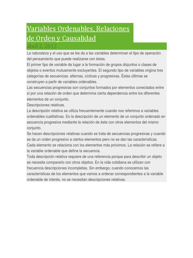 Variables Ordenables | PDF