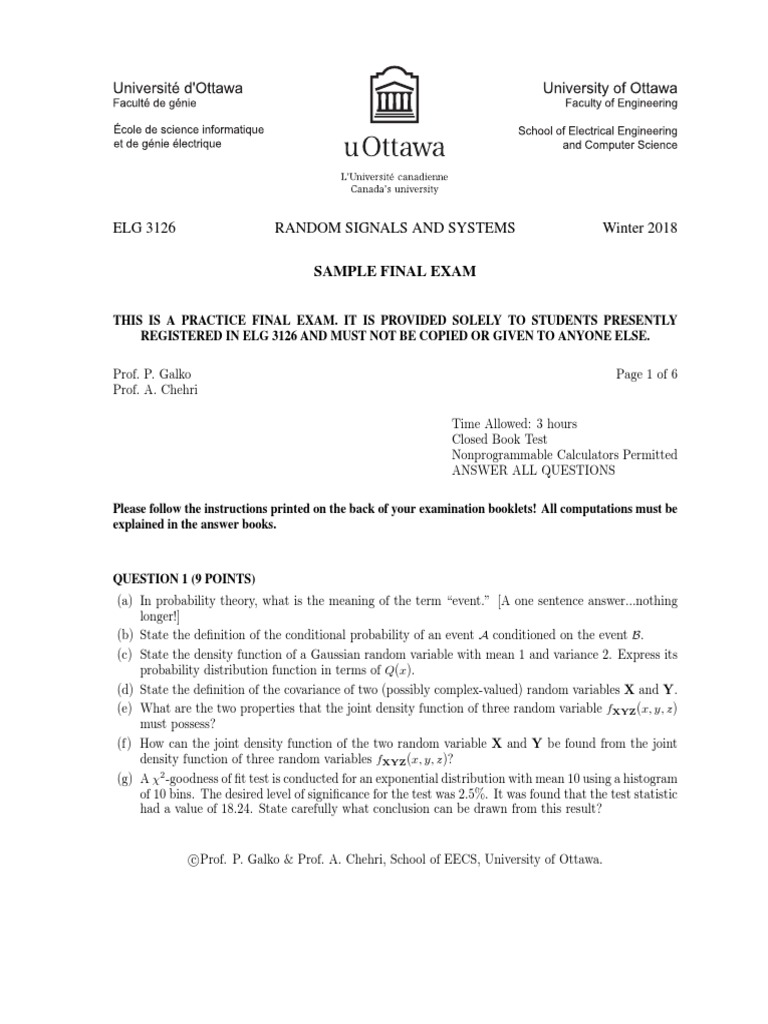 Elg 3126 | PDF | Variance | Probability Density Function