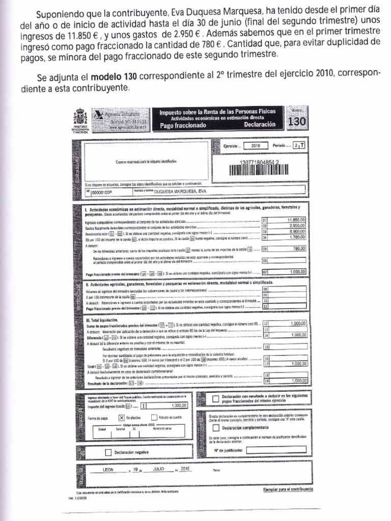 Ejemplo Modelo 130 Relleno | PDF