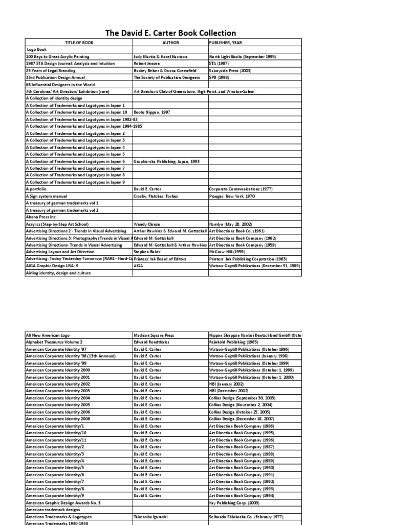 David Carter's Books - Final | PDF | Logos | Brand