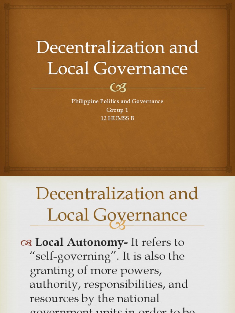 Decentralization and Local Governance 1 | Download Free PDF ...