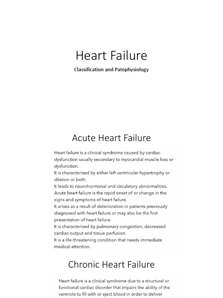 Heart Failure: Classification and Patophysiology | PDF