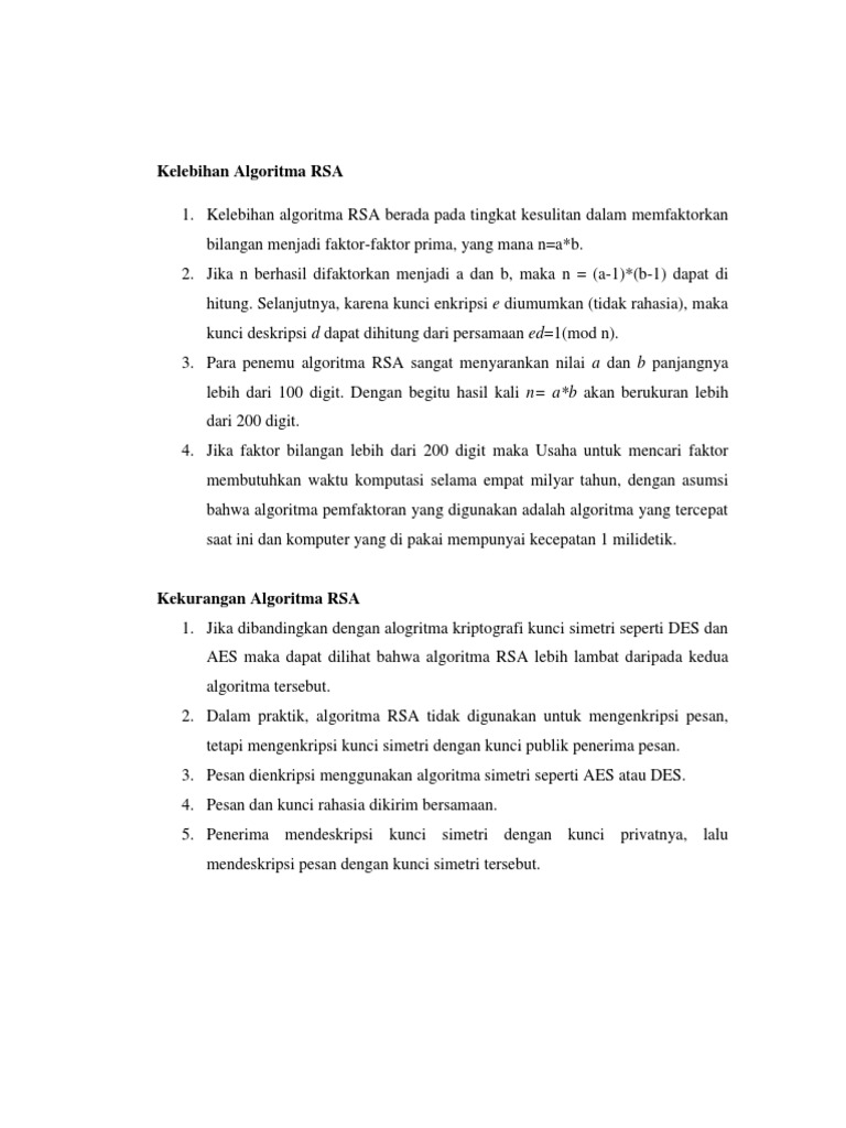Kelebihan Algoritma RSA | PDF