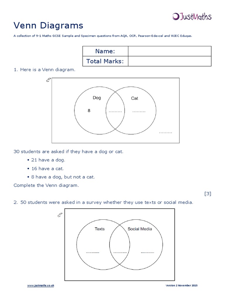 Probability F Venn Diagrams v2 | PDF | Qualifications | Educational ...