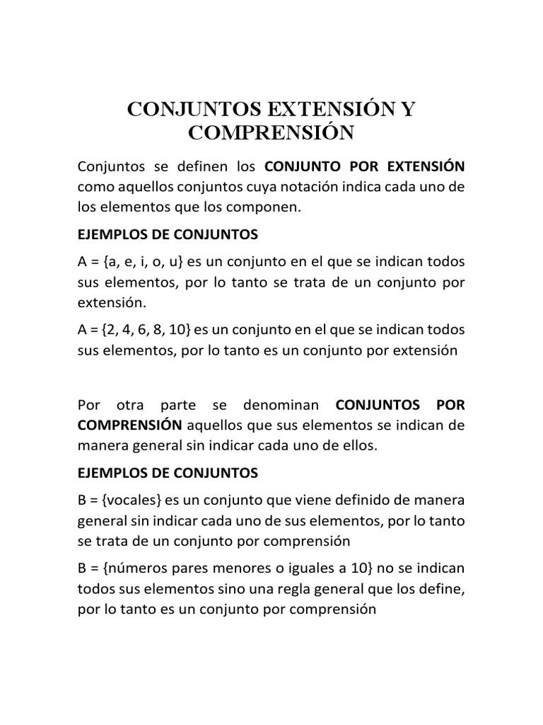 Conjuntos Extensión y Comprensión | PDF
