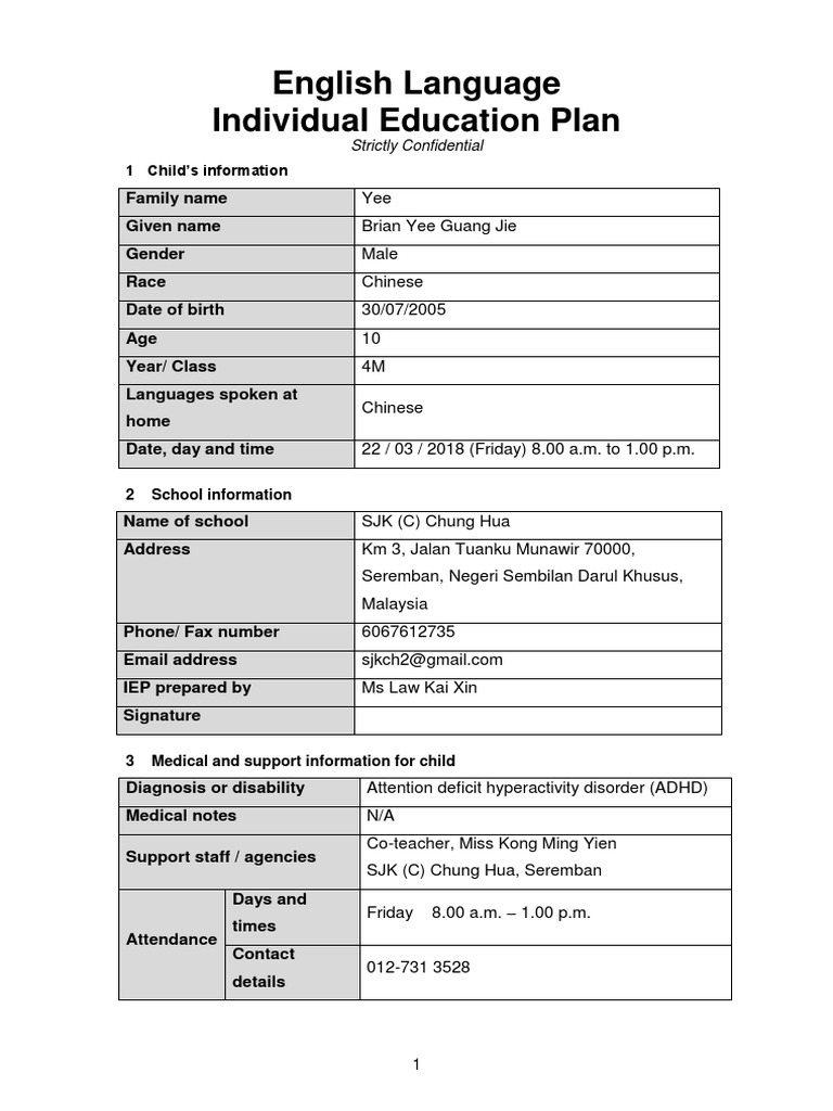 Adhd Iep | PDF | Reinforcement | Attention