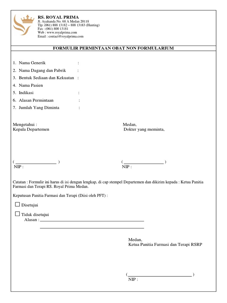 Form. Permintaan Obat Non-Formularium | PDF
