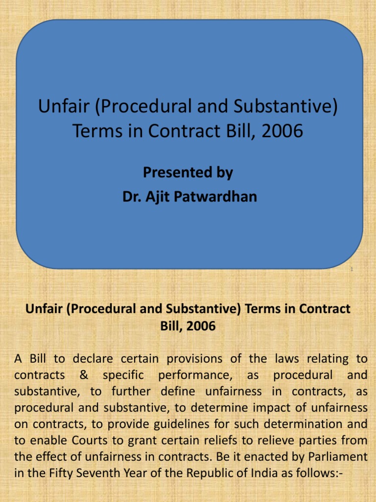 Unfair Contract Act Draft | PDF | Contractual Term | Comparative Law